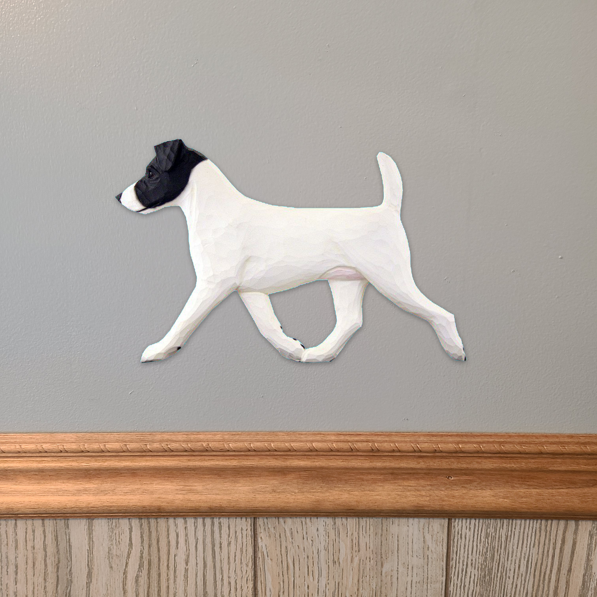 Jack Russell Terrier Wall Sculpture – Michael Park, Woodcarver